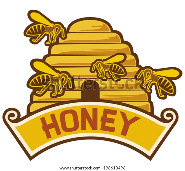 Honey Label Bee Beehive Stock Vector (Royalty Free) 198610496