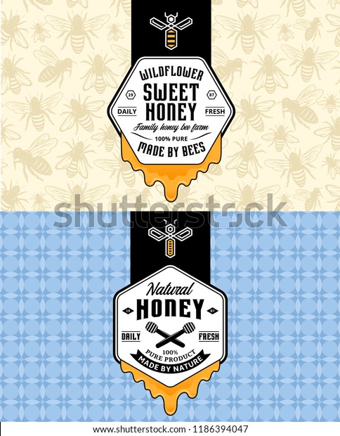 Honey Labels Logo Packaging Design Templates Stock Vector (Royalty Free ...