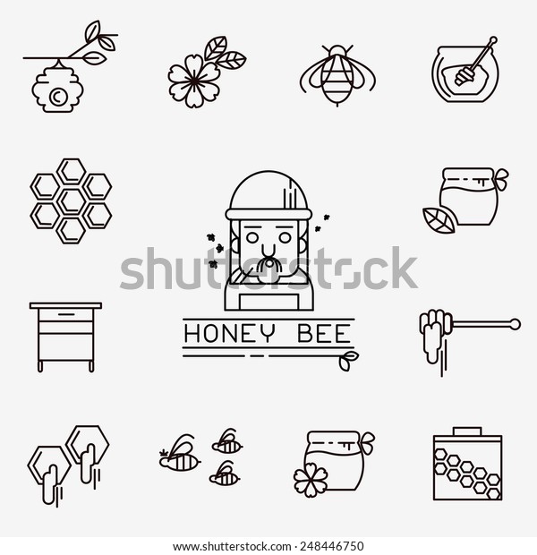 Honey Vector Icons Line Design Line Stock Vector (Royalty Free ...