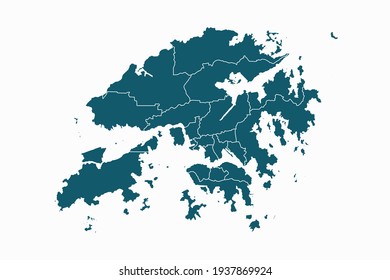 Hong Kong Map Vector Blue Color Stock Vector (Royalty Free) 1937869924 ...