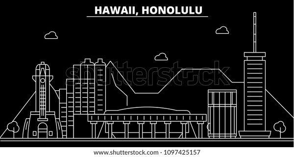 Honolulu Silhouette Skyline Usa Honolulu Vector Stock Vector (Royalty ...