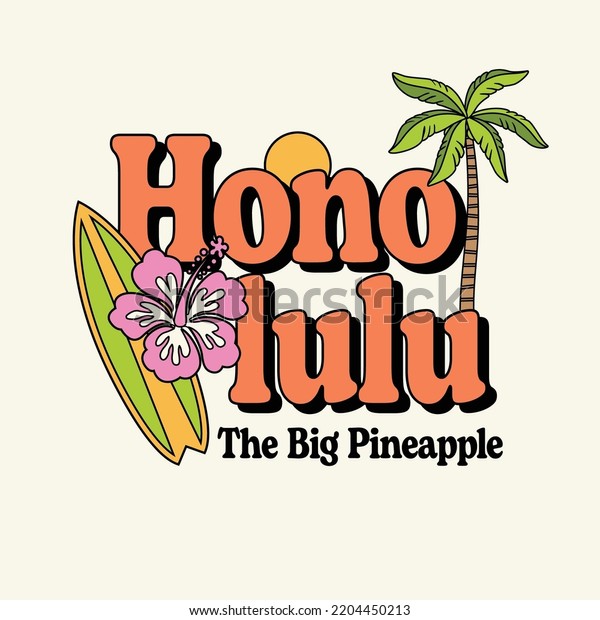 Honolulu Vector Retro Illustration Text Icon Stock Vector (Royalty Free ...