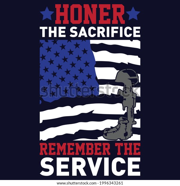 Honor Sacrifice Remember Service Typography T Stock Vector (Royalty ...
