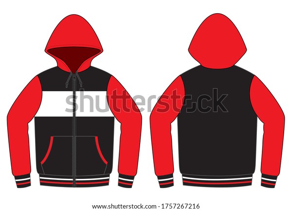Hooded Jacket Design Vector Redblackwhite Colorsfront Stock Vector ...