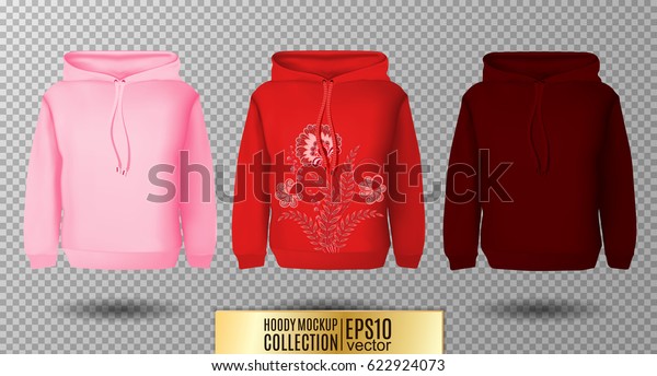 Hoody Set Realistic Mockup Long Sleeve Stock Vector Royalty Free 622924073 Shutterstock