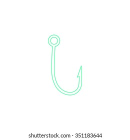 Fishing Hook White Outline Flat Symbol Stock Vector (Royalty Free ...