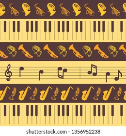 Horizontal Abstract Music Vector Seamless Pattern Stock Vector (Royalty ...