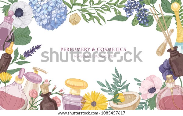 Horizontal Backdrop Frame Border Consisted Fragrant Stock Vector ...
