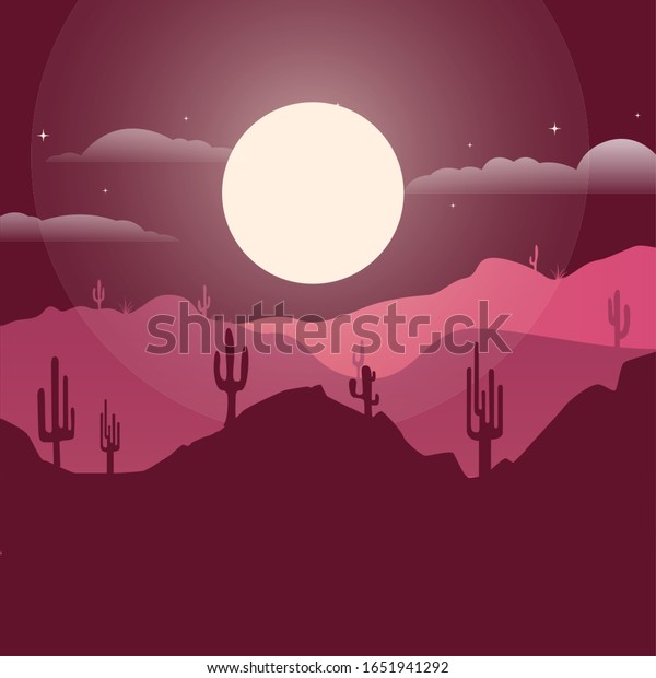 Horizontal Background Magenta Mountain Forest Scenery Stock Vector ...