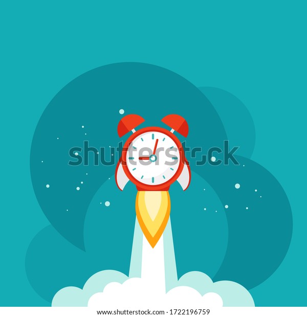 Horizontal Background Red Alarm Clock Rocket Stock Vector (Royalty Free ...