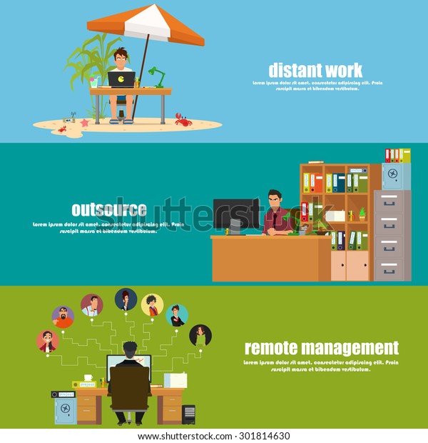 Horizontal Banner Remote Operation Remote Management Stock Vector ...