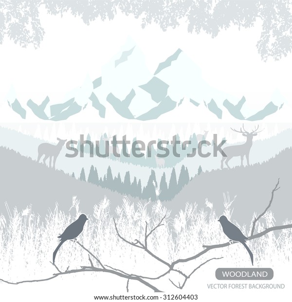 Horizontal Banner Wild Deer Forest Stock Vector (Royalty Free) 312604403