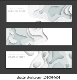 Horizontal Banners 3d Abstract Background White Stock Vector (Royalty ...