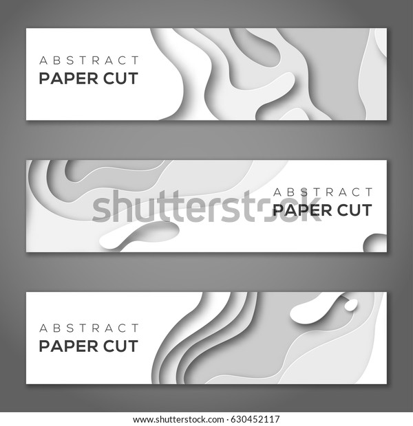 Horizontal Banners 3d Abstract Background White Stock Vector (Royalty ...