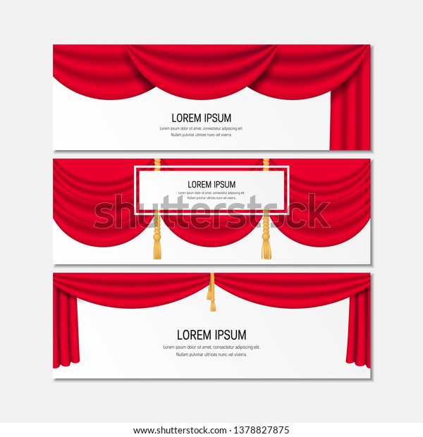 Horizontal Banners Red Realistic Curtains Vector Stock Vector (Royalty ...