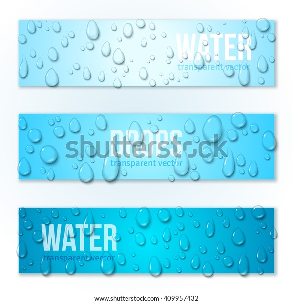 Horizontal Banners Set Water Drops Vector Stock Vector (Royalty Free ...