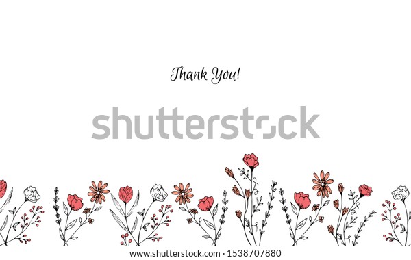 Horizontal Border Thank You Doodle Style Stock Vector (Royalty Free ...