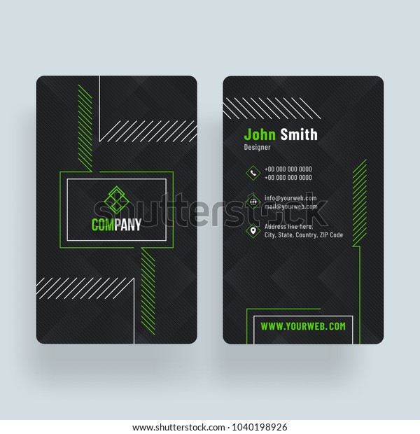 Horizontal Business Card Front Back Presentation Stock Vector (Royalty ...