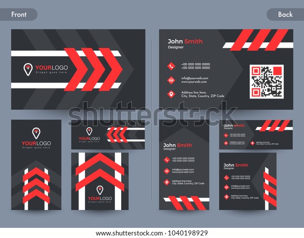 Horizontal Business Card Front Back Presentation: เวกเตอร์สต็อก (ปลอด ...