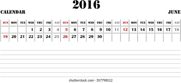 Horizontal Calendar Calendar Paper Design Week Stock Vector (Royalty ...