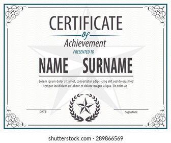 Horizontal Certificate Template Diploma Letter Size Stock Vector ...