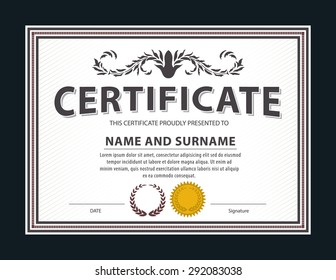 Horizontal Certificate Templatediplomaletter Size Vector Stock Vector ...
