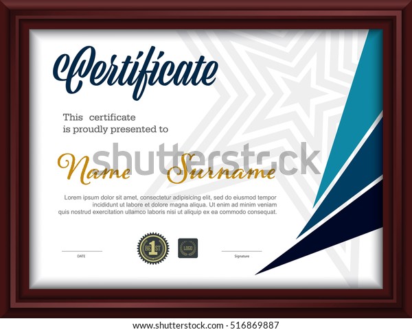 Horizontal Certificate Templateletter Size Diploma Vector Stock Vector ...