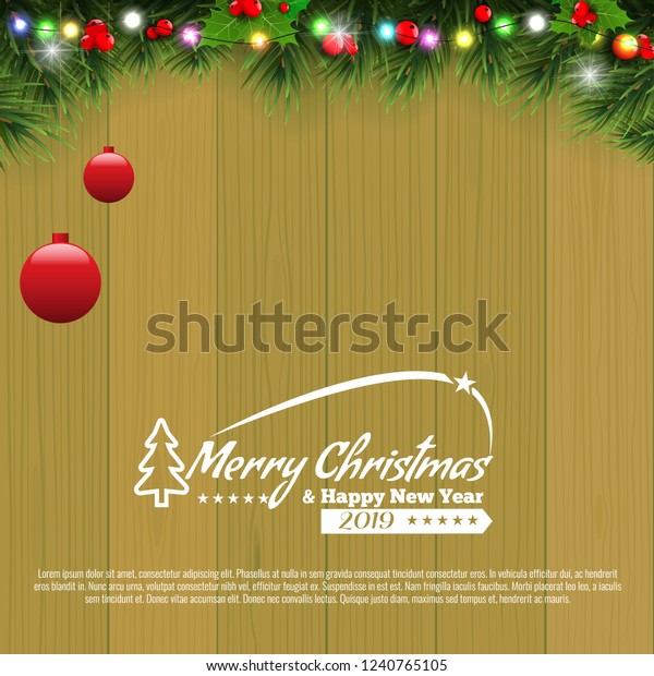 Horizontal Christmas Border Frame Fir Branches Stock Vector (Royalty ...