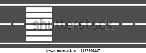 Horizontal City Road Two Lanes Crosswalk Stock Vector (Royalty Free ...