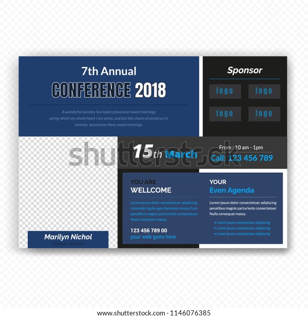 Horizontal Conference Flyer Design Template Women Stock Vector (Royalty ...