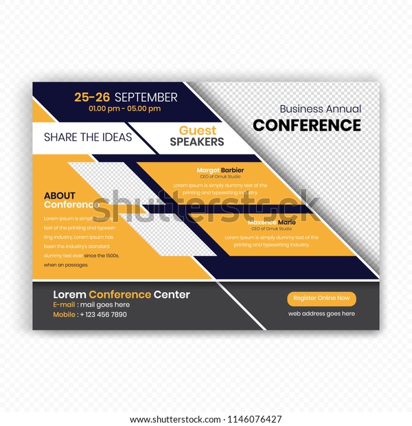 Horizontal Conference Flyer Design Template Women Stock Vector (Royalty ...