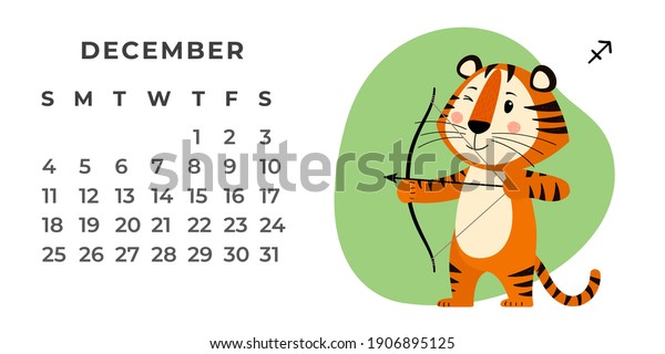 Horizontal Desktop Calendar Design Template December Stock Vector ...