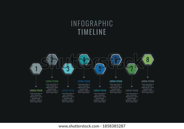 Horizontal Eight Steps Timeline Infographic Template Stock Vector ...