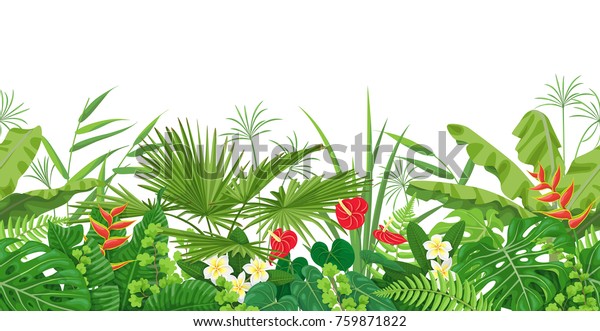 Horizontal Floral Seamless Border Made Colorful Stock Vector (Royalty ...