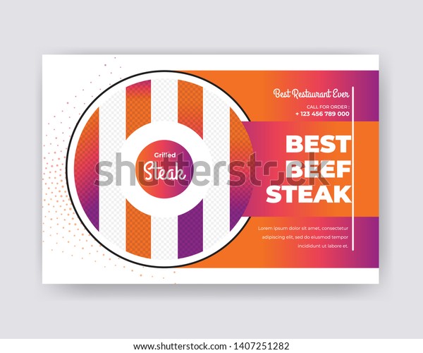Horizontal Food Restaurant Flyer Template Design Stock Vector (Royalty ...