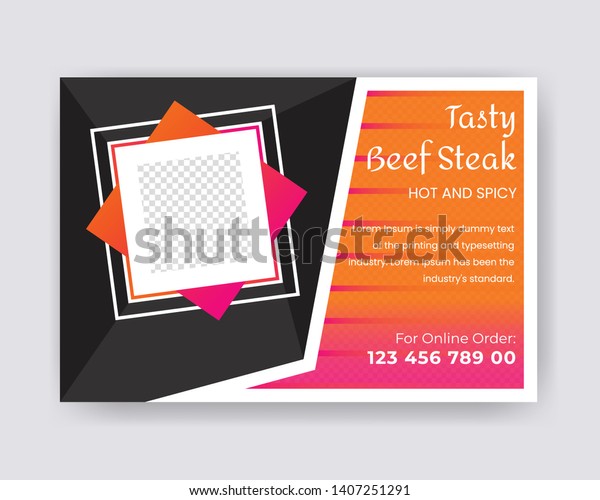 Horizontal Food Restaurant Flyer Template Design Stock Vector (Royalty ...