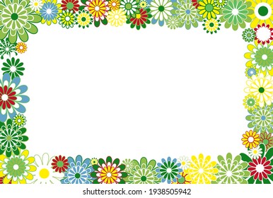 Horizontal Frame Flowers On White Background Stock Vector (Royalty Free ...