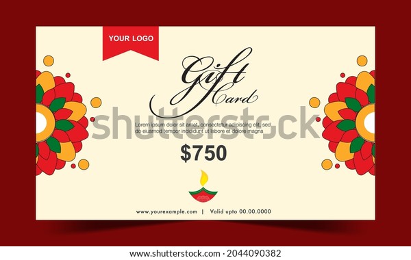 Horizontal Gift Card Template Design Mandala Stock Vector (Royalty Free ...