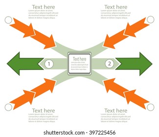 Horizontal Green Orange Converging Diverging Arrows Stock Vector ...
