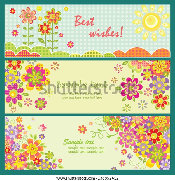 Horizontal Greeting Cards Stock Vector (Royalty Free) 136852412 ...