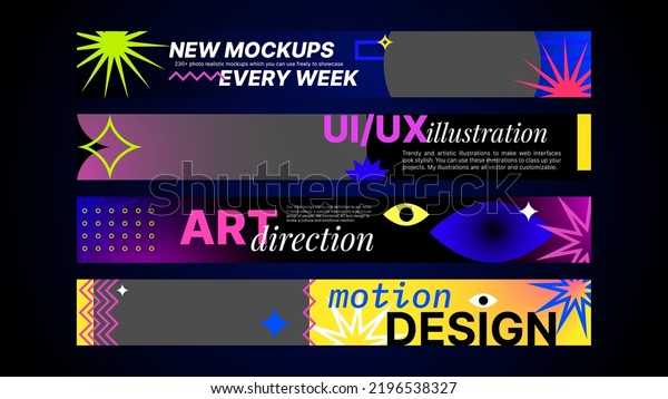 Horizontal Headers Set Horizontal Transparent Art Stock Vector (Royalty ...