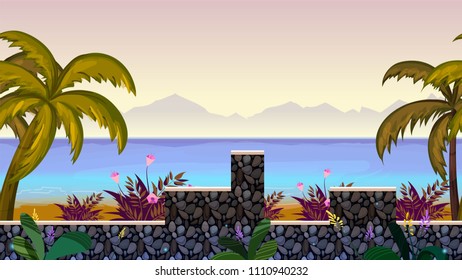 Horizontal Jump Game Background Plam Trees Stock Vector (Royalty Free ...