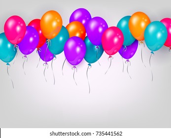 Horizontal Line Border Shiny Colorful Balloons Stock Vector (Royalty ...