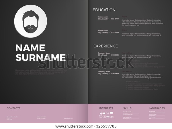 Horizontal Modern Cv Book Resume Template Stock Vector (Royalty Free ...