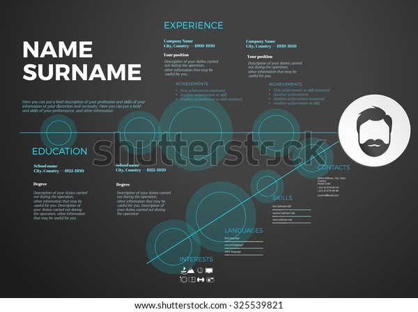 Horizontal Modern Cv Resume Template Timeline Stock Vector (Royalty ...