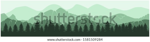 Horizontal Mountain Landscape Trees Outdoor Hiking Stock Vector ...
