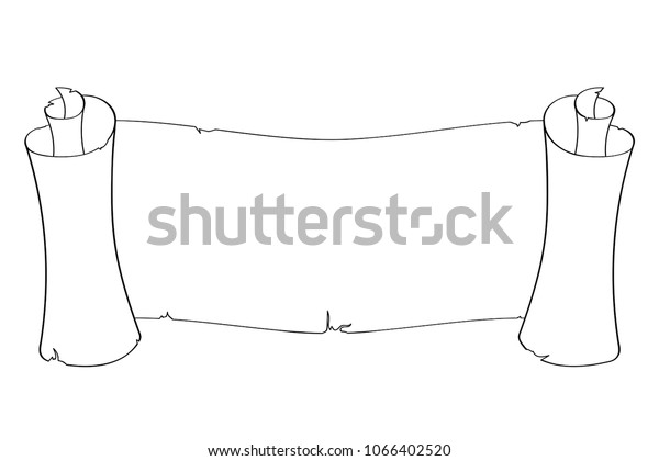 Horizontal Paper Scroll Outline Drawing Vector: เวกเตอร์สต็อก (ปลอดค่า ...
