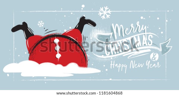 Horizontal Poster Santa Claus Stuck Pile Stock Vector (Royalty Free ...
