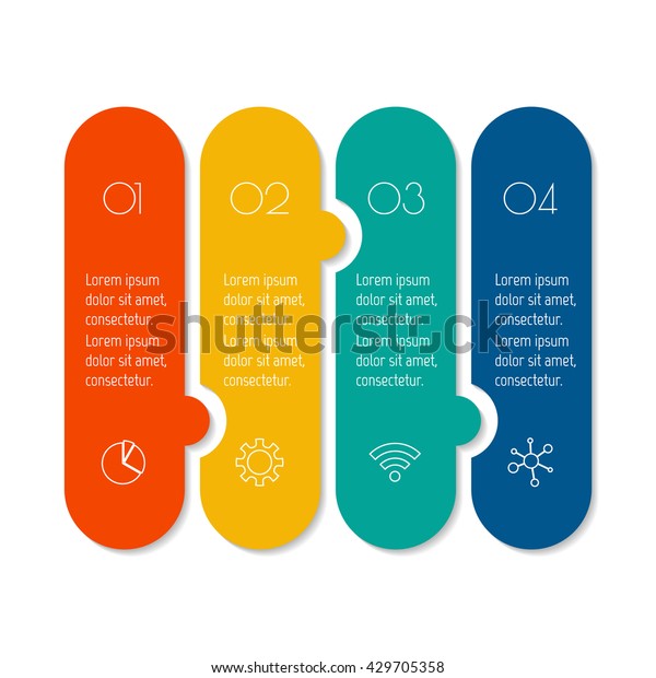 Horizontal Puzzle Infographic Diagram Four Options: vector de stock ...