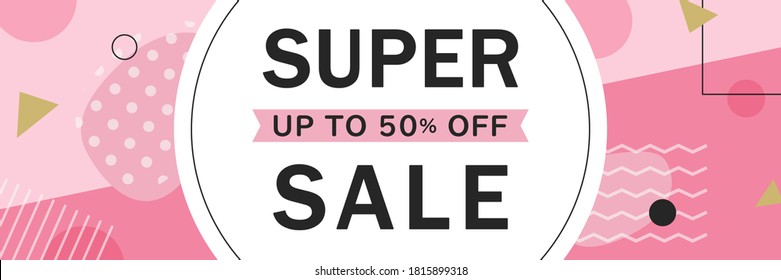Horizontal Rectangle Sale Banner Background Memphis Stock Vector ...